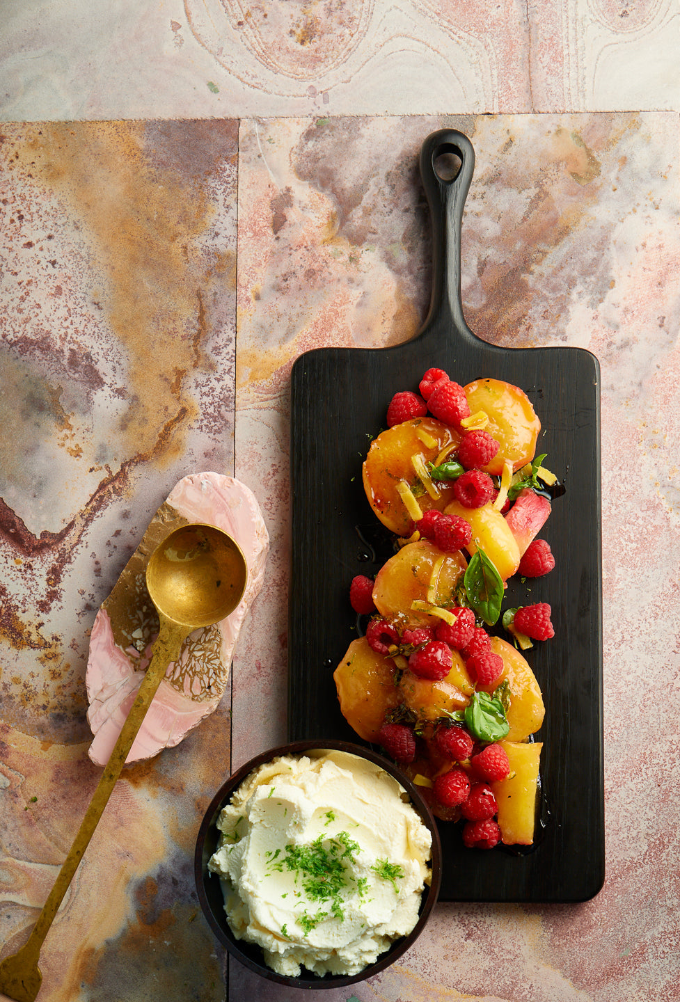 Make this Burnt Stonefruit with Raspberries and Basil by Amanda Daniel ...